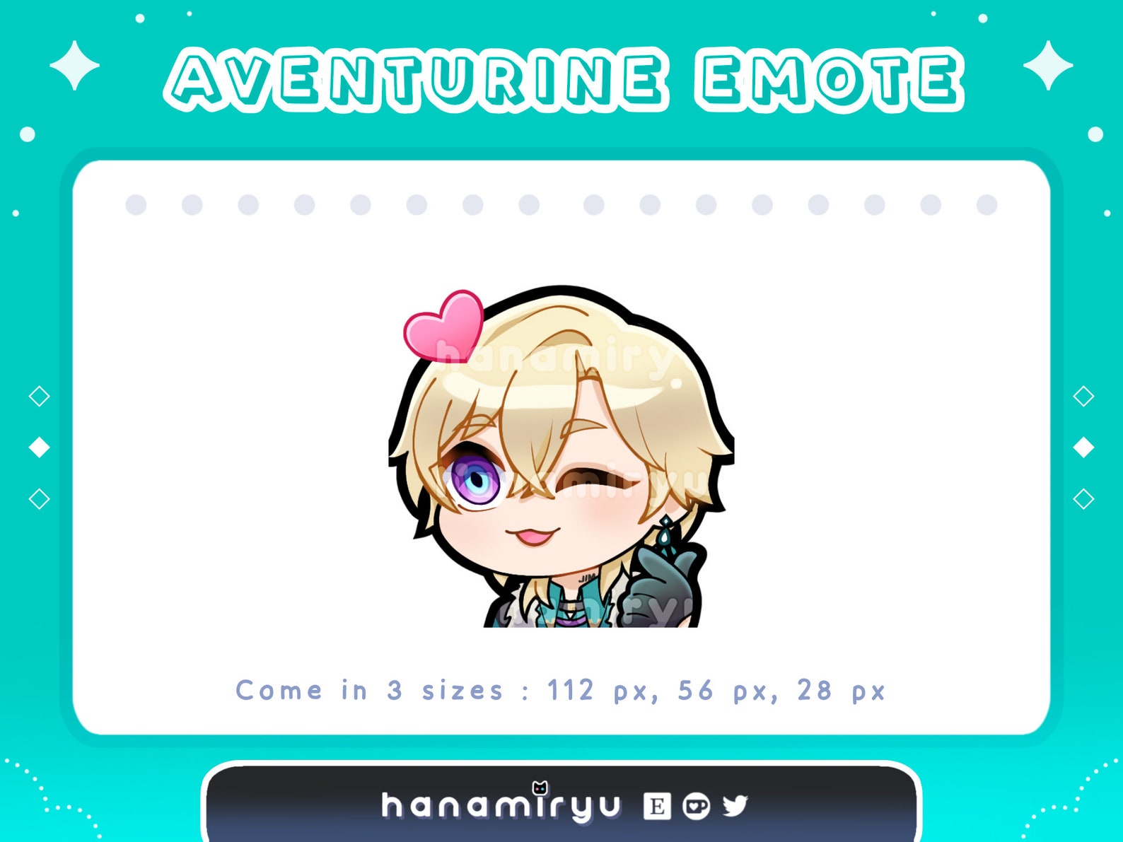 Aventurine Emote Set, Cute Chibi Honkai Star Rail Copium / Finger Heart ...