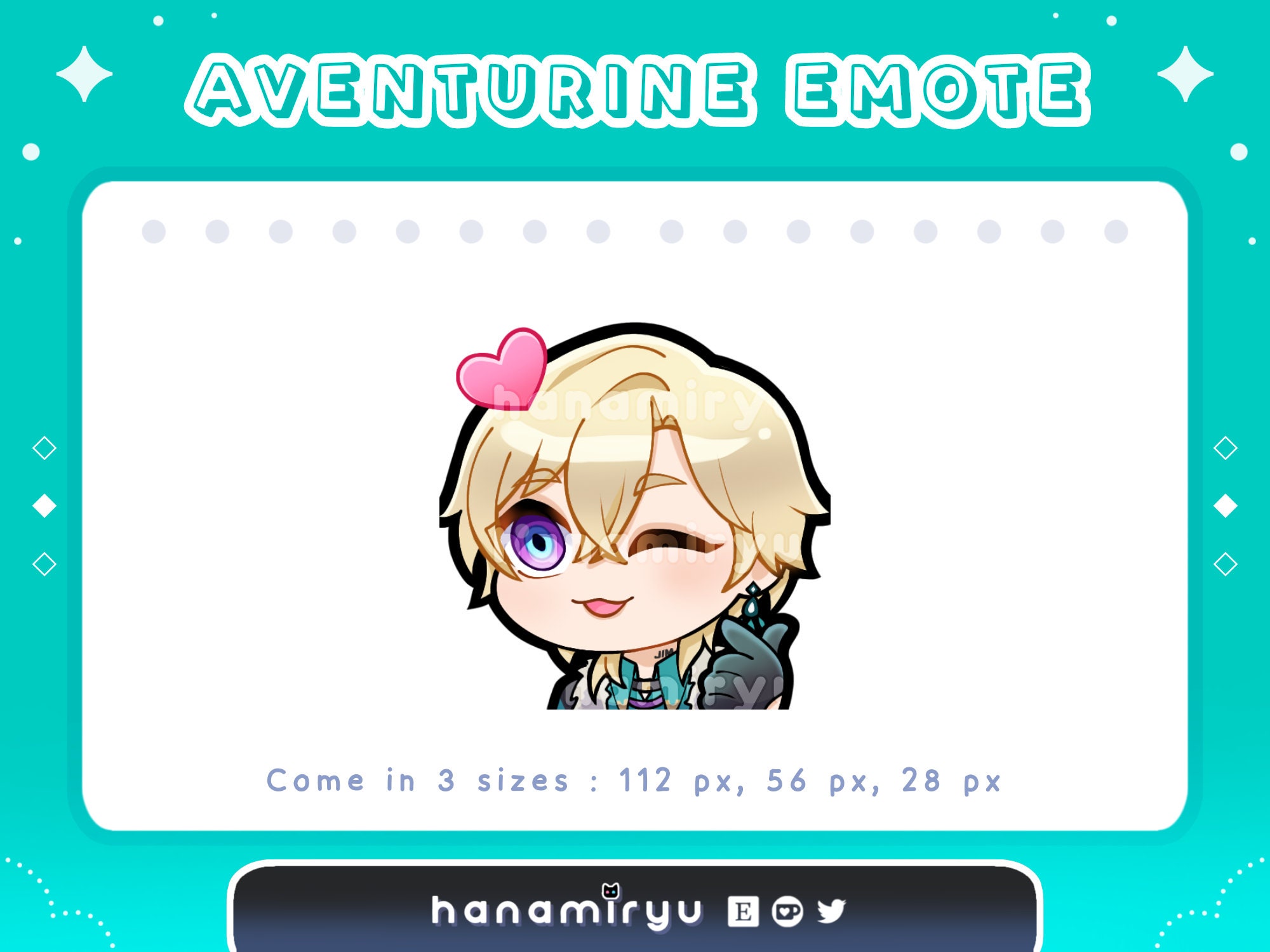 Aventurine Emote Set, Cute Chibi Honkai Star Rail Copium / Finger Heart ...