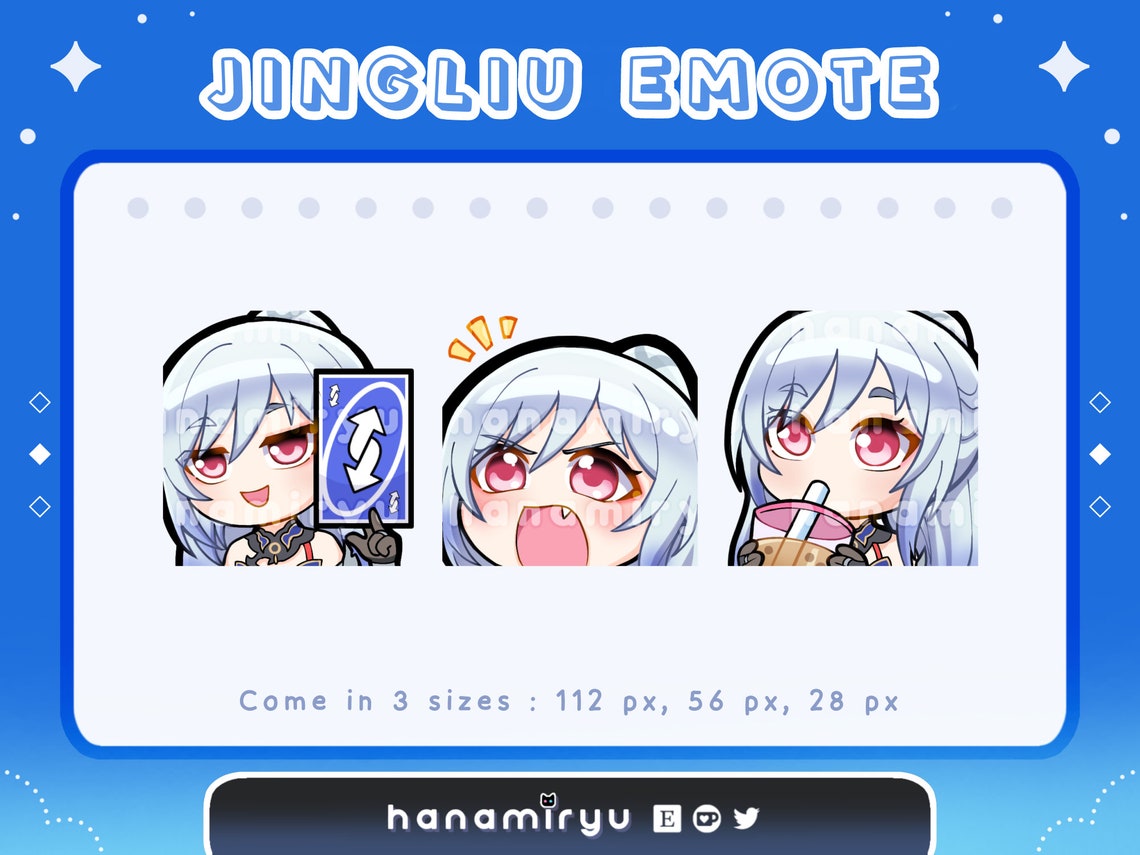 Jingliu Emotes Set, Cute Chibi Honkai Star Rail UNO Reverse / Angry ...