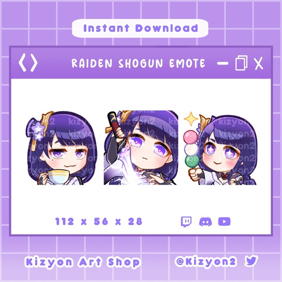 Cute Raiden Shogun Emotes Pack Chibi Genshin Impact Baal | Etsy