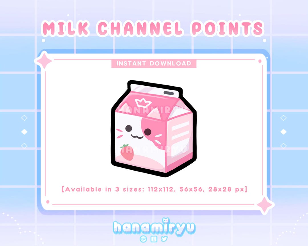 Strawberry Milk Carton Channel Points Icon, Kawaii Cats Emote, Channel ...
