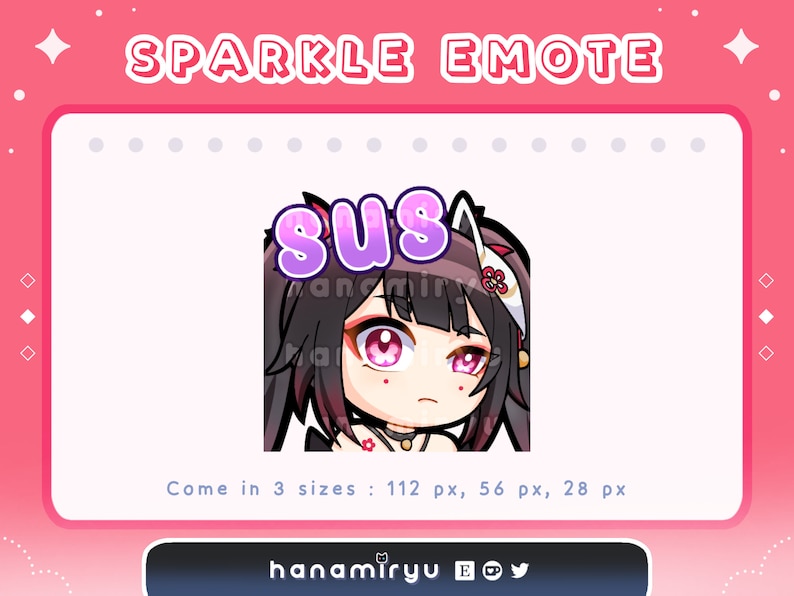 Sparkle Sus Emote, Cute Chibi Honkai Star Rail Hanabi Frown Emoji, Premade / Kawaii, for ...