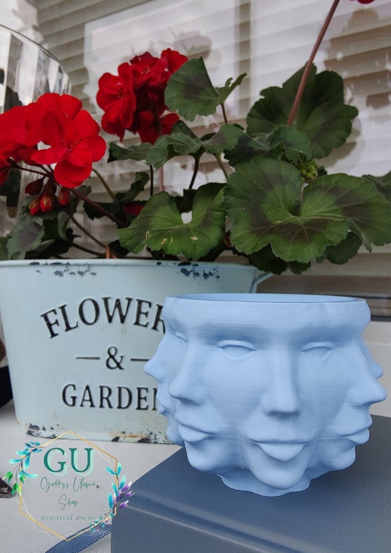 3D Printed Face Vase Planter Face Pot Multi Face Vase Goth Planter Face ...