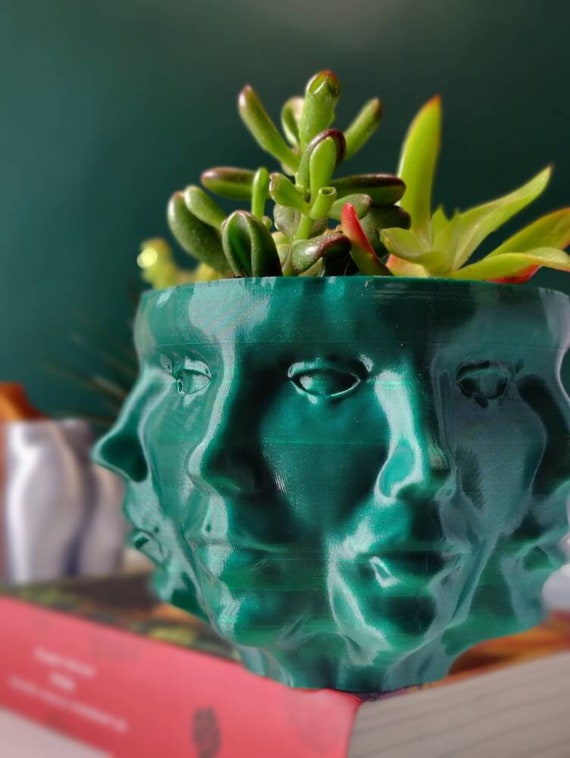 3D Printed Face Vase Planter Face Pot Multi Face Vase Goth Planter Face ...