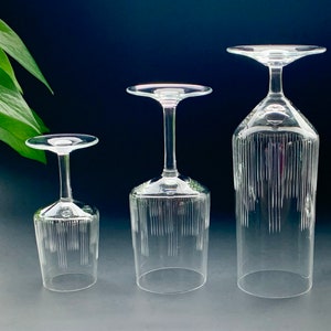 Vintage MCM Stemware Sets *vertical Lines* Cut Etched Crystal Cordial ...