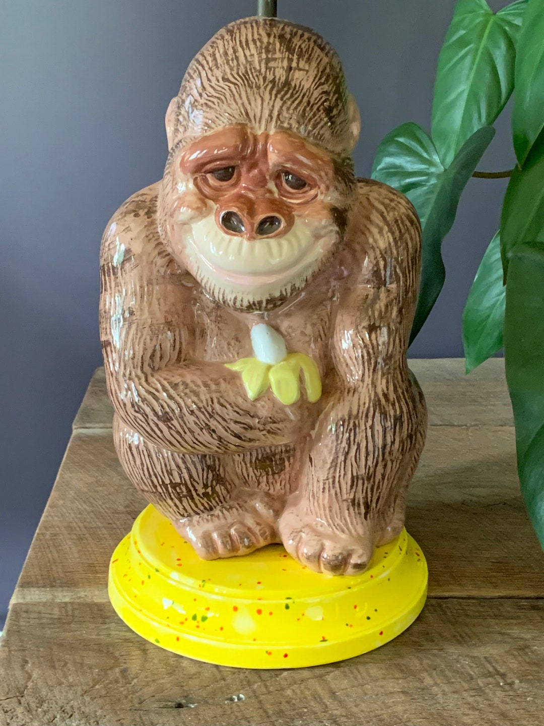 Vintage 1979 Atlantic Mold Gorilla Lamp: Yellow Spatter Base Nursery ...