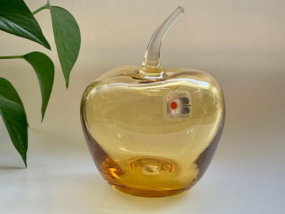 Vintage Blenko Glass 5 Apple w/ Sticker Paperweight golden - Etsy