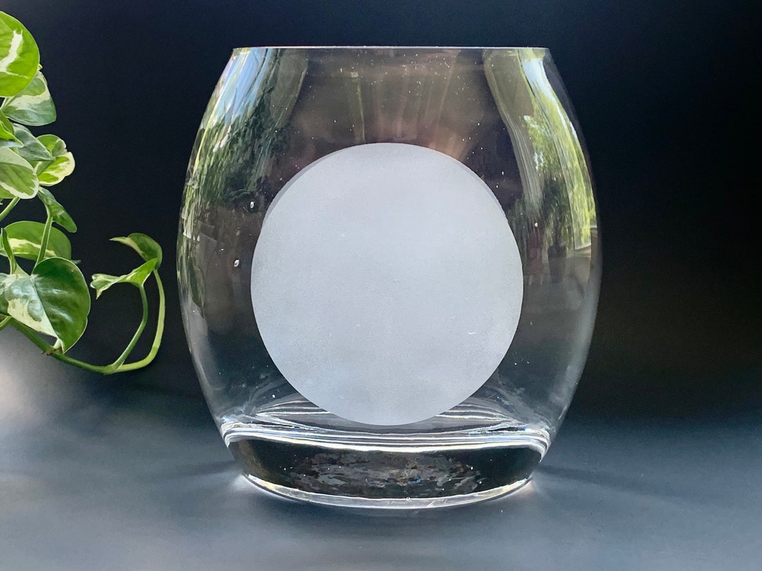 Vintage Semi Circle Half Round Blown Art Glass Etched Dot Geometric ...