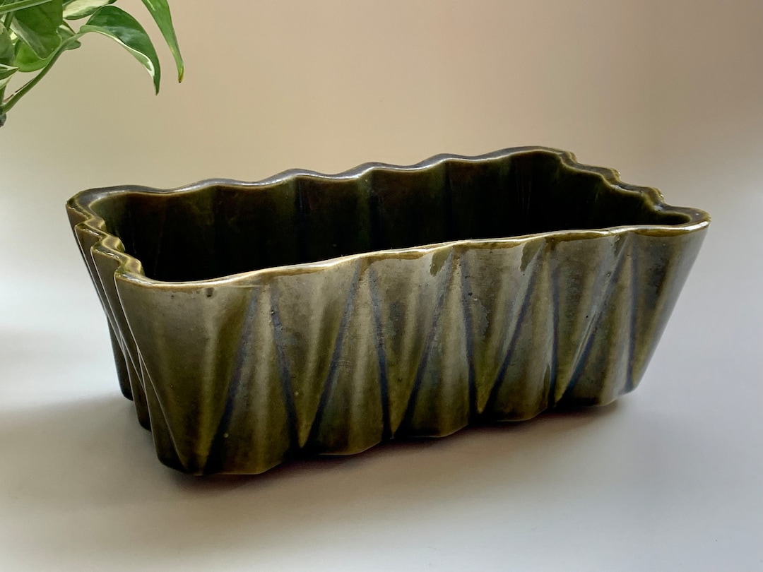 Vintage UPCO Ungemach Pottery USA Rectangular Planter *avocado Olive ...