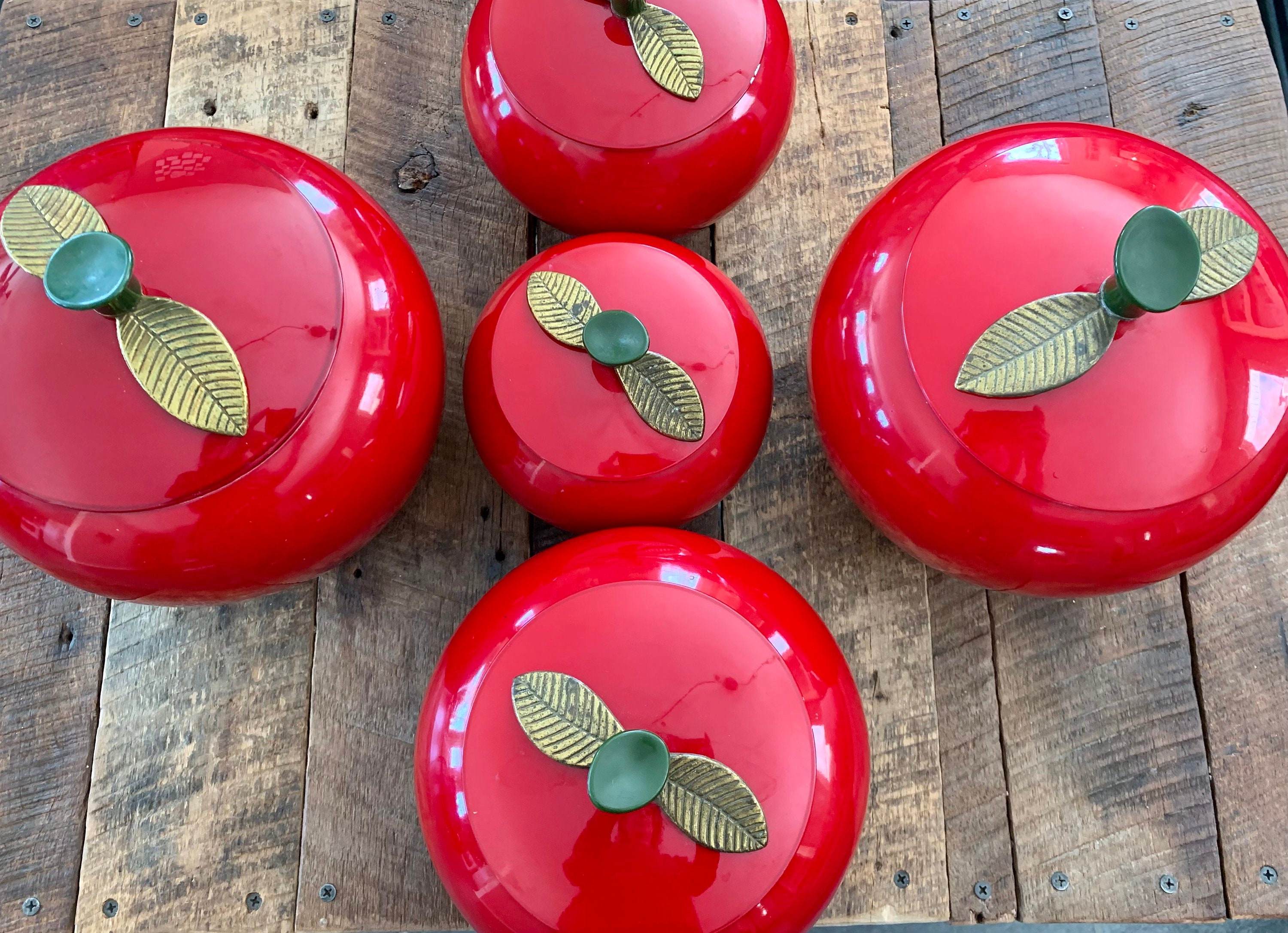 Vintage 1960s Chrom-ever Aluminum Red Apple Canister Set 5 - Etsy