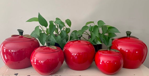 Vintage 1960s Chrom-ever Aluminum Red Apple Canister Set 5 | Etsy