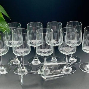 Vintage MCM Stemware Sets *vertical Lines* Cut Etched Crystal Cordial ...