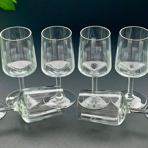 Vintage MCM Stemware Sets *vertical Lines* Cut Etched Crystal Cordial ...