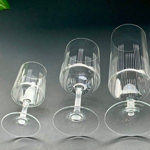 Vintage MCM Stemware Sets *vertical Lines* Cut Etched Crystal Cordial ...