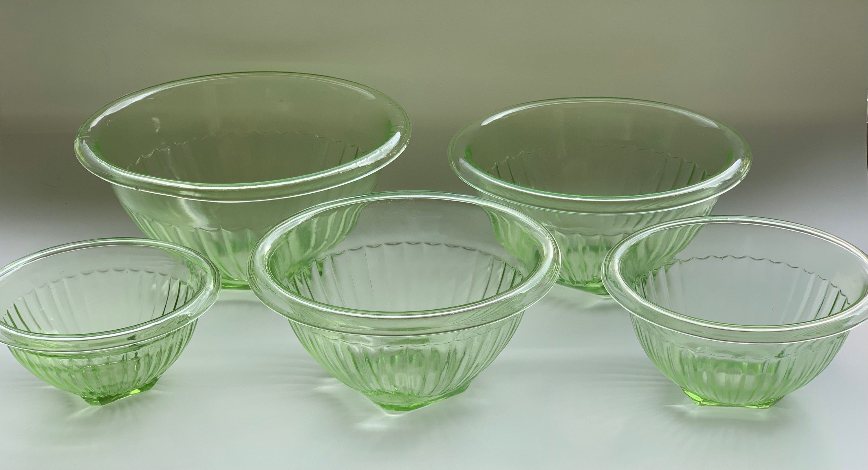 Vintage Federal Green Depression Glass uranium Nesting - Etsy