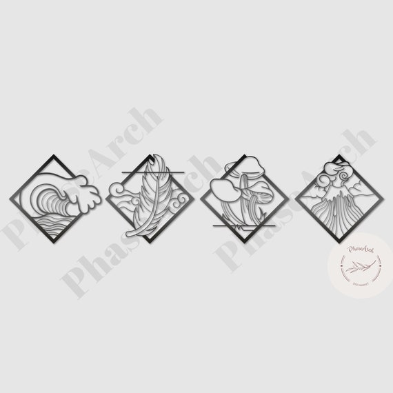 FOUR ELEMENTS VECTOR Svg-dwg-dxf-pdf-eps Cnc Cuttingdigital | Etsy