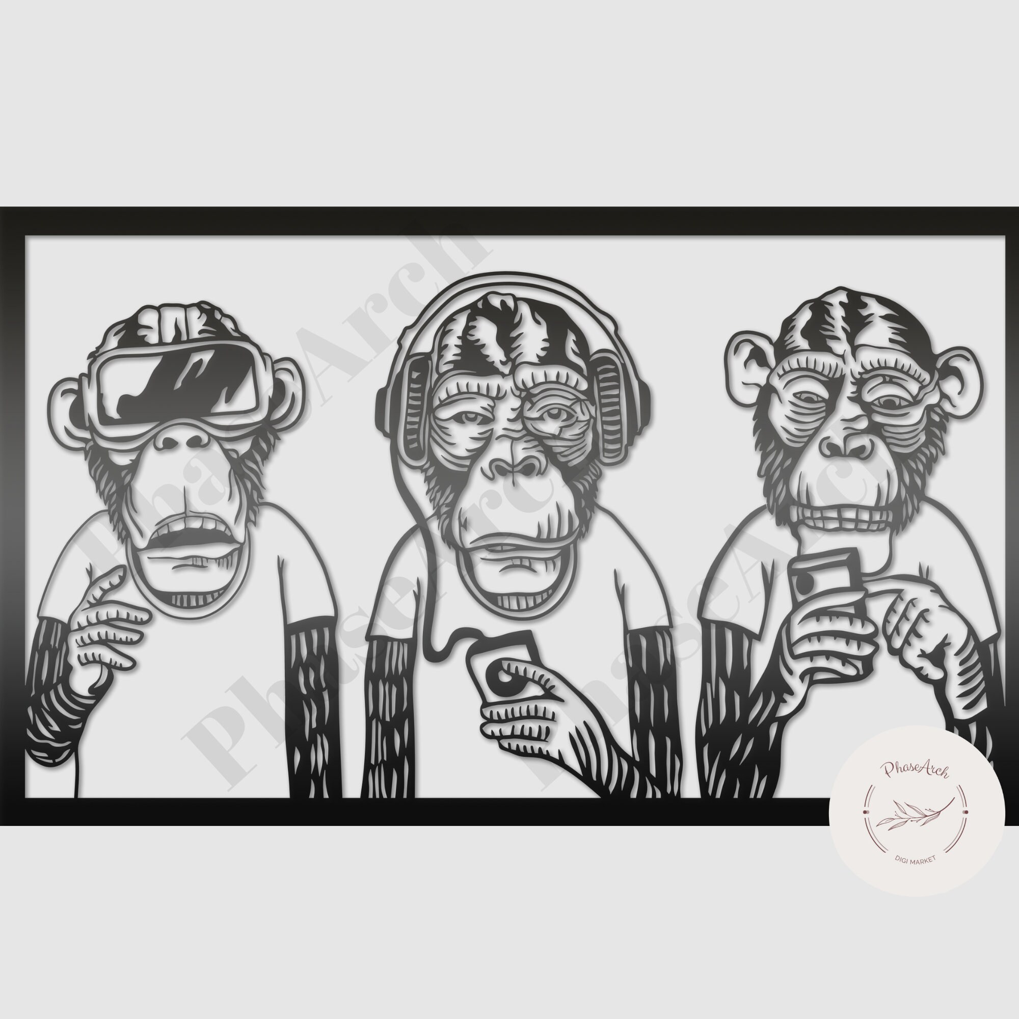 Metal Wall Art 3 MONKEYS VECTOR Svg-dwg-dxf-pdf-eps Cnc Cutting,digital ...