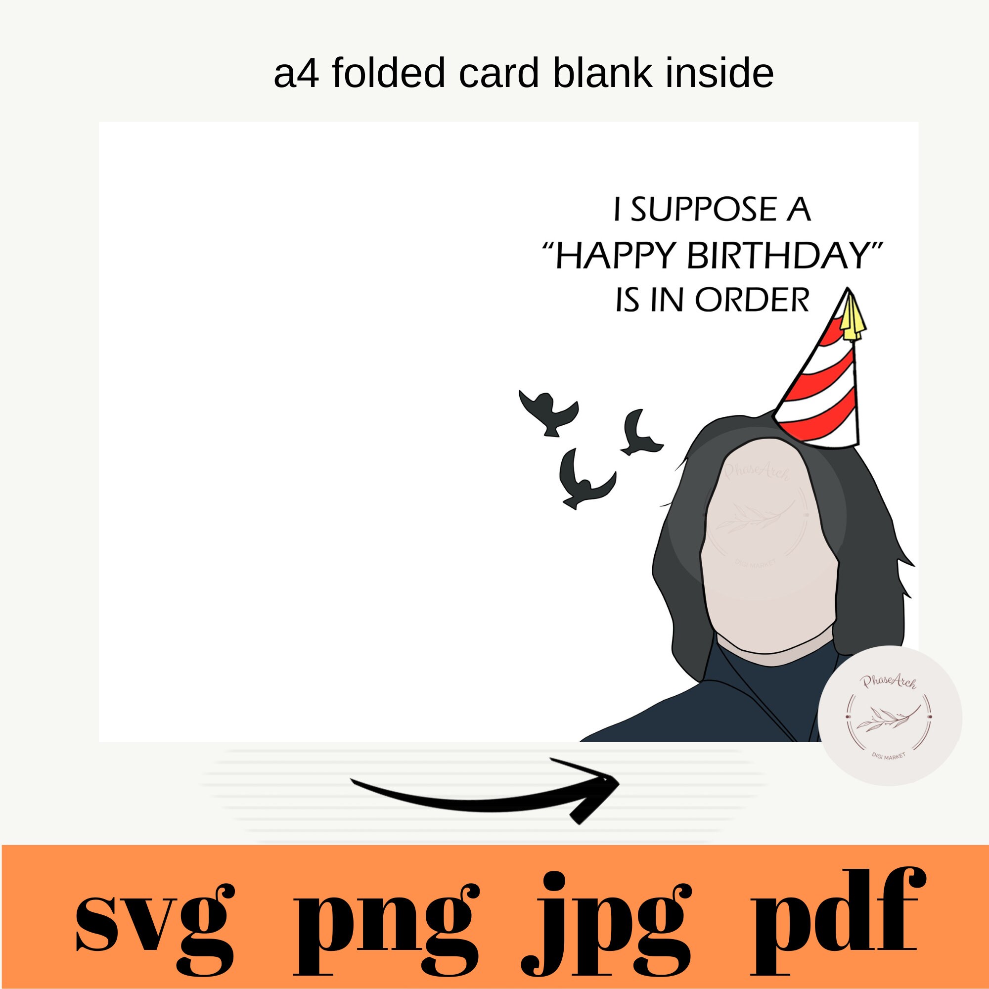 SNAPE HARRY POTTER Instant Download Birthday Card | Birthday Card ...