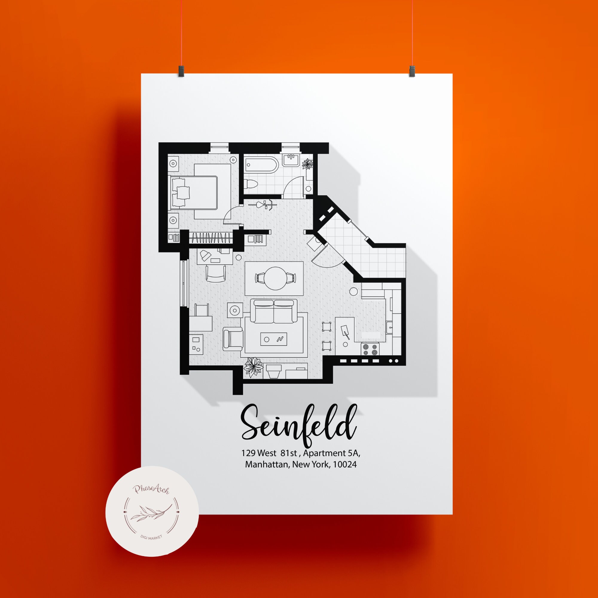 PRINTABLE PLAN SEINFELD Apartments / Svg, Png , Pdf , Jpg - Etsy