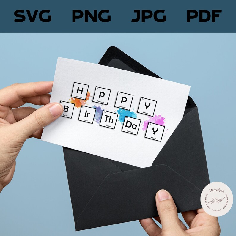 HAPPYBIRTDAY Card PERIODIC SVG , Png , Table of the Elements "hppy ...