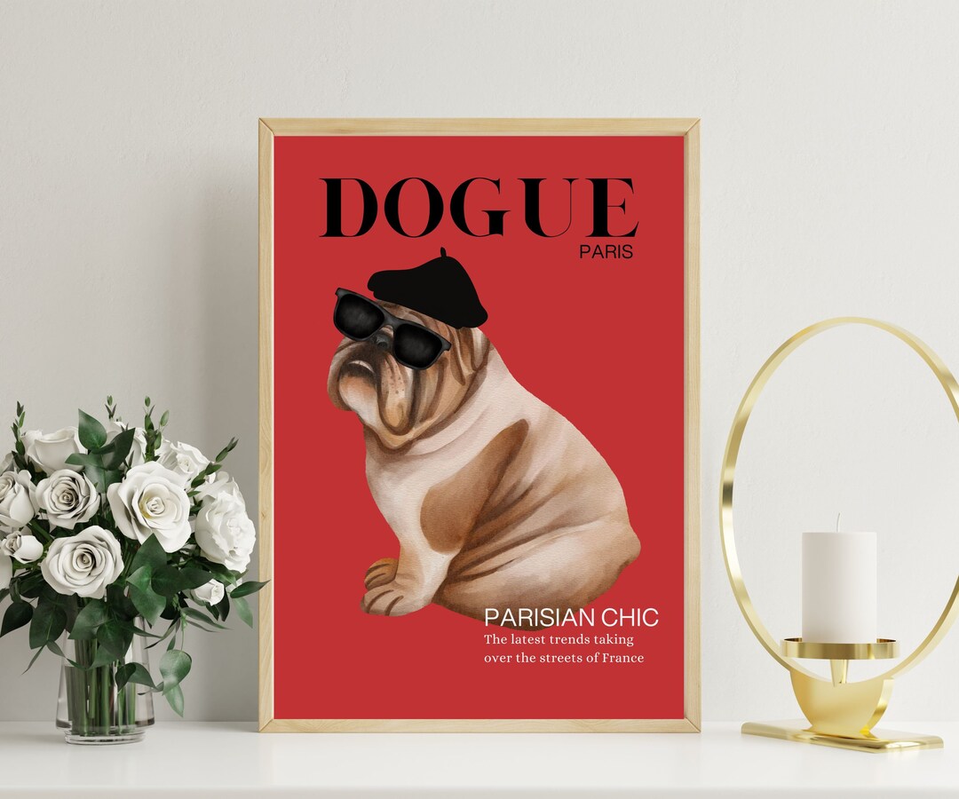 Fashion Dog Digital Wall Art/poster, Vogue Dogue Cover, Cute Dorm Room ...