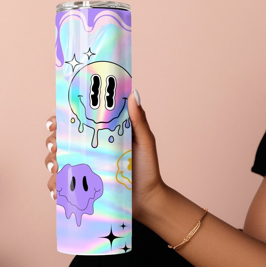 Smiley Face Tumbler, Emoji Tumbler, Happy Face Tumbler, Holographic ...