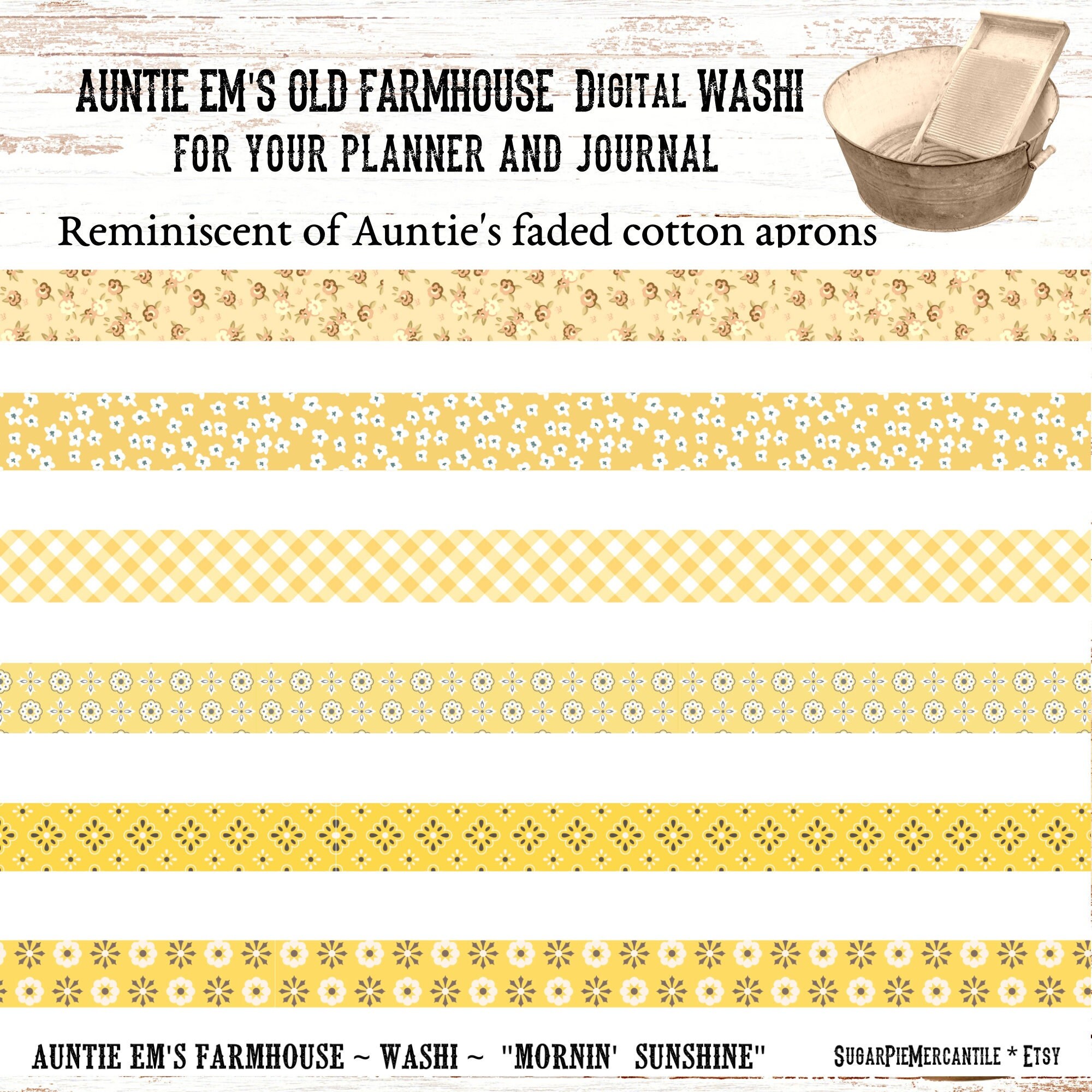 Auntie Em's Old Farmhouse Washi - Digital Washi in Old Timey Flour Sack ...