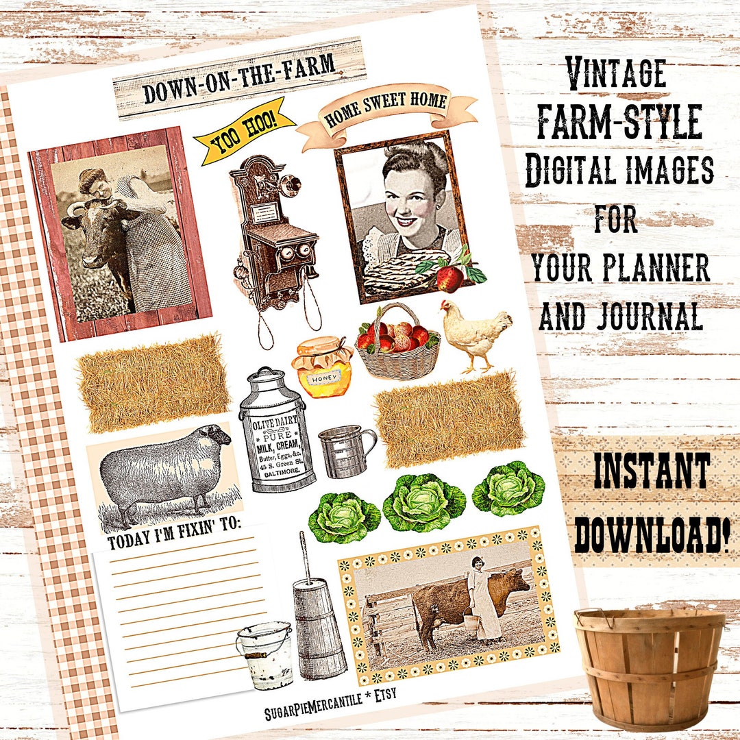 Down-on-the-farm - Digital Collage Sheet - Instant Download PDF- (no ...