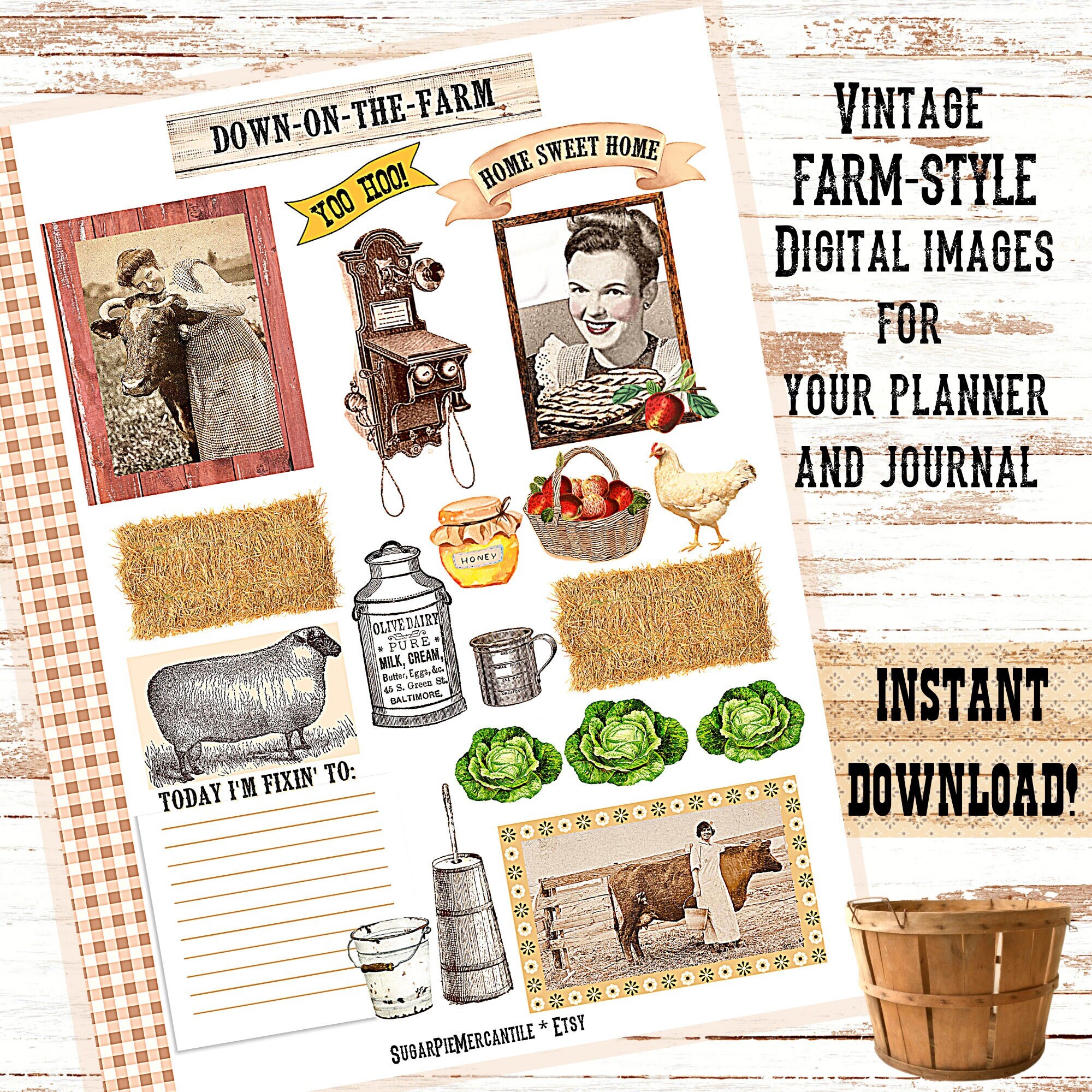 Down-on-the-farm - Digital Collage Sheet - Instant Download PDF- (no ...