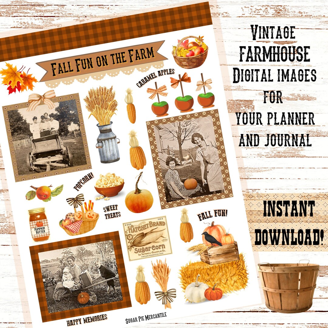 Fall Fun on the Farm - Digital Clipart PDF - for Your Planner or ...