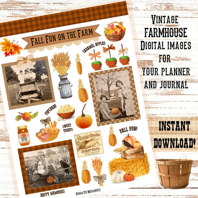 Fall Fun on the Farm Digital Clipart PDF for Your Planner or Journal - Etsy