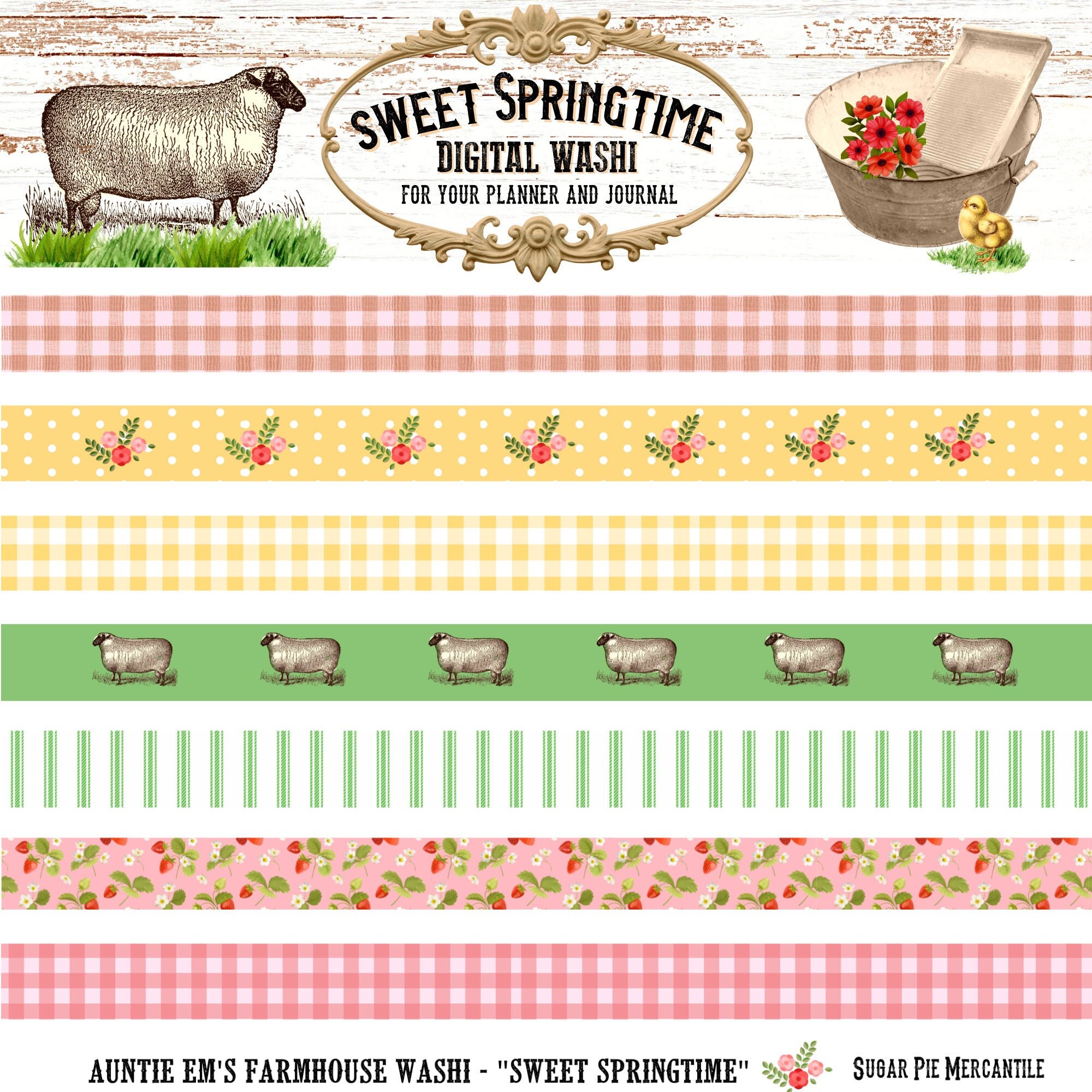 Sweet Springtime Printable Washi - Instant Download PDF - Etsy