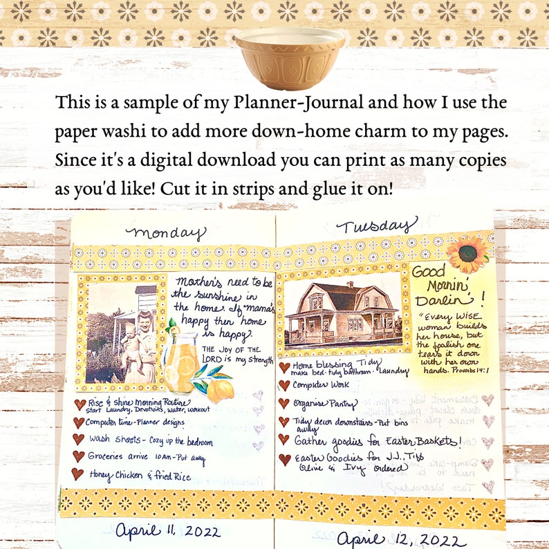 Auntie Em's Old Farmhouse Washi - Digital Washi in Old Timey Flour Sack ...