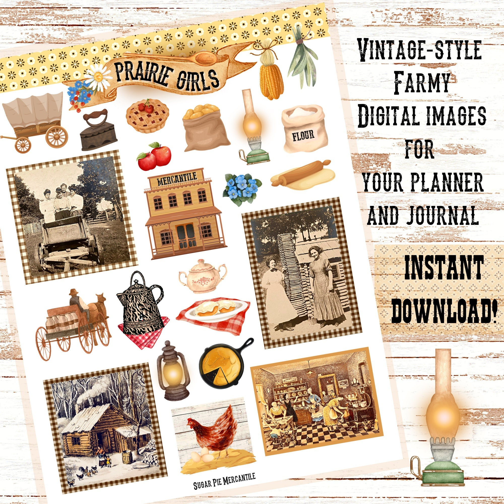 Prairie Girls - Digital Clip Art Page - PDF - Etsy