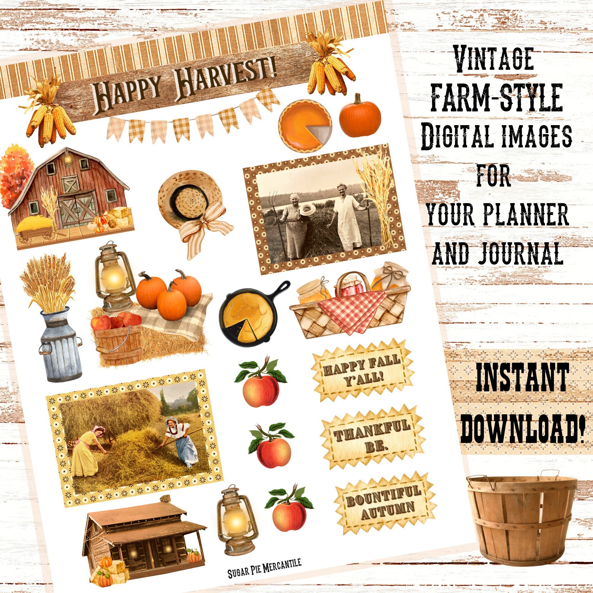 Happy Harvest - Fall Digital Clipart PDF - Etsy