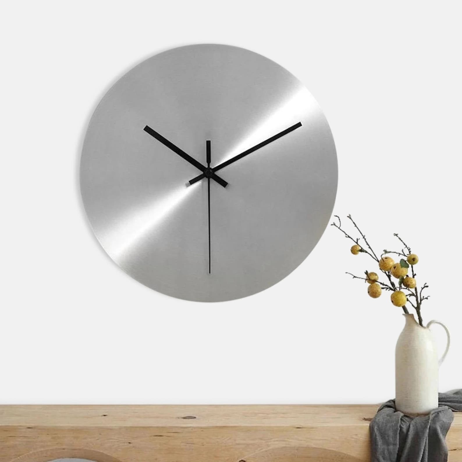 Minimalist Stainless Steel Wall Clock / Silver Metal Clock / Modern ...