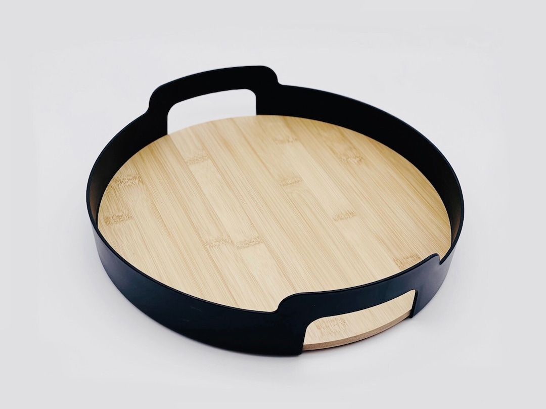 Versatile Circular Tray With Wood Base/wood Catchall Tray/valet Tray ...