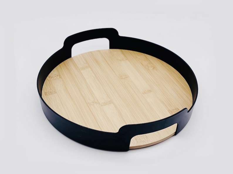 Versatile Circular Tray With Wood Base/wood Catchall - Etsy