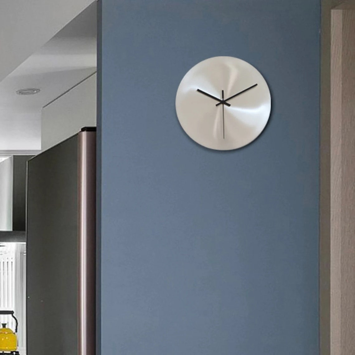 Minimalist Stainless Steel Wall Clock / Silver Metal Clock / - Etsy