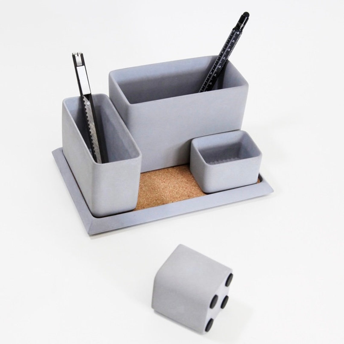 Concrete Desk Organizer Set / Office Desk Accessories / - Etsy