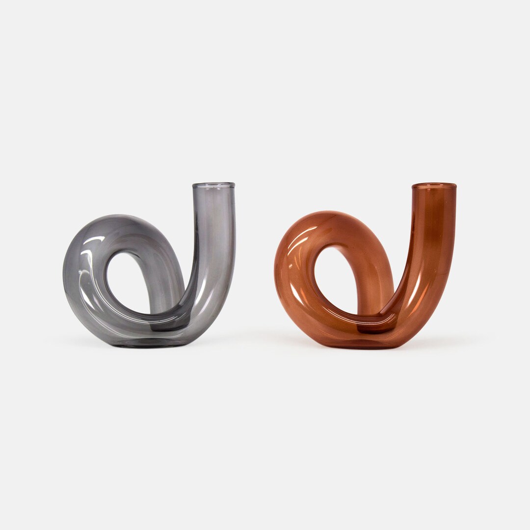 Modern Smoky Loop Glass Vase With Organic Curves - Etsy