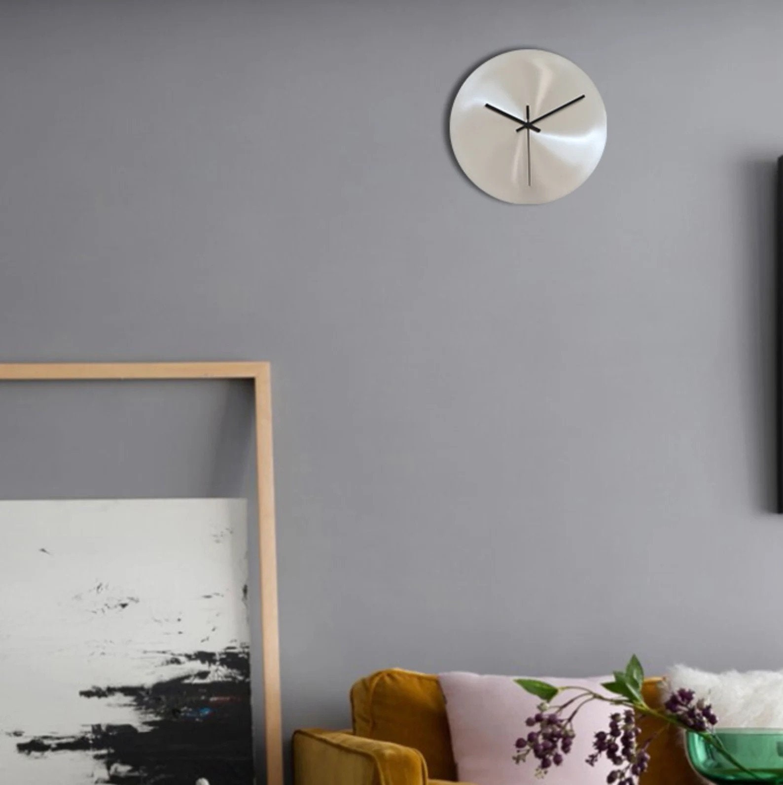 Minimalist Stainless Steel Wall Clock / Silver Metal Clock / Modern ...