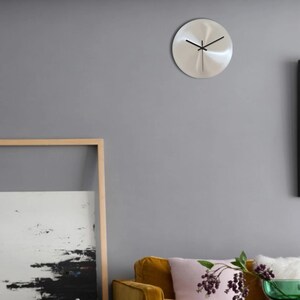 Minimalist Stainless Steel Wall Clock / Silver Metal Clock / Modern ...