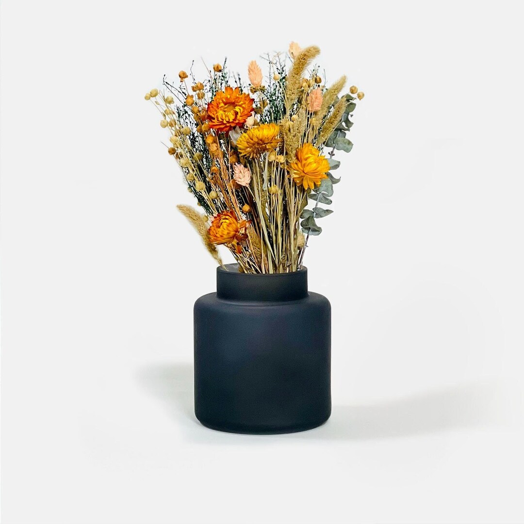 Modern Frosted Glass Vase in Dark Denim Blue | Minimalist Blue Vase for ...
