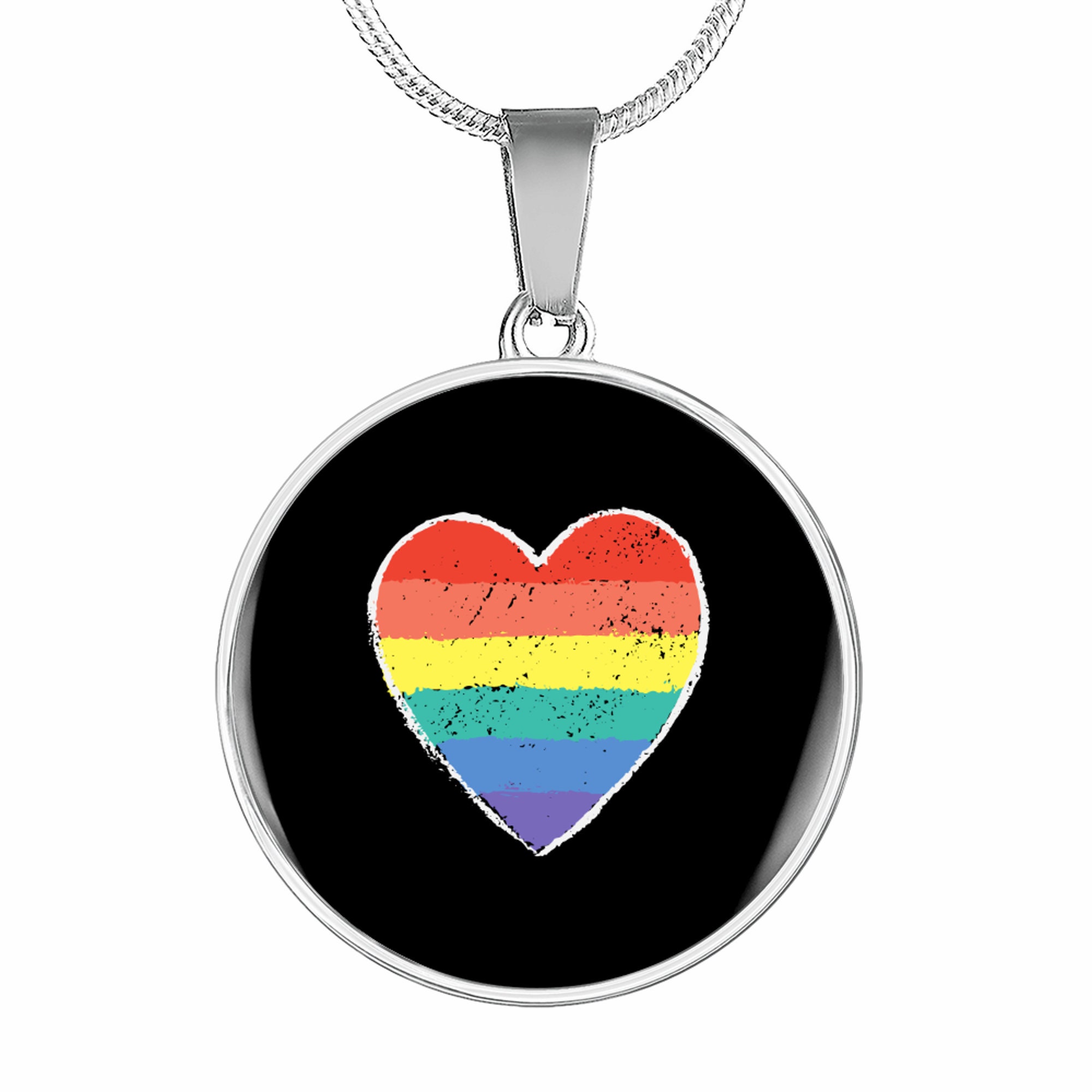 Lgbtq Heart Necklace Pride Ts Rainbow Necklace Lgbtq Etsy Uk