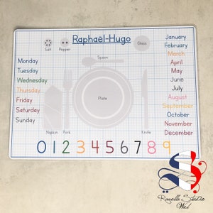 Set de table Anglais, set de table personnalisé, apprendre facilement ...