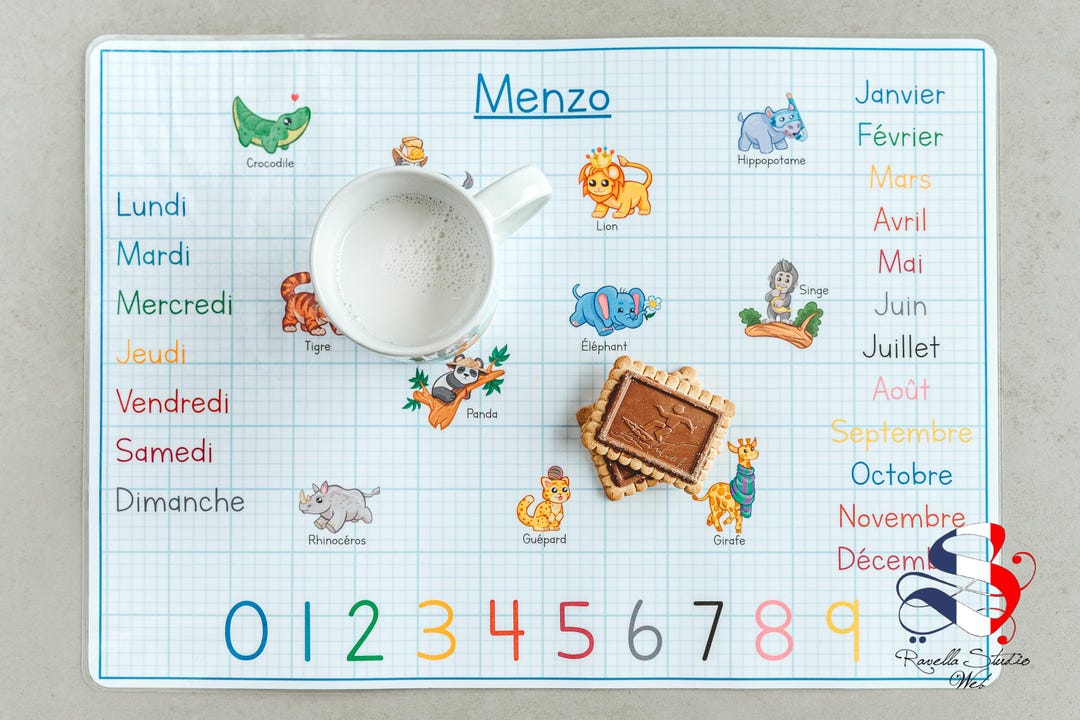 Set de table ludique maternelle CP, set de table personnalisé, set de ...