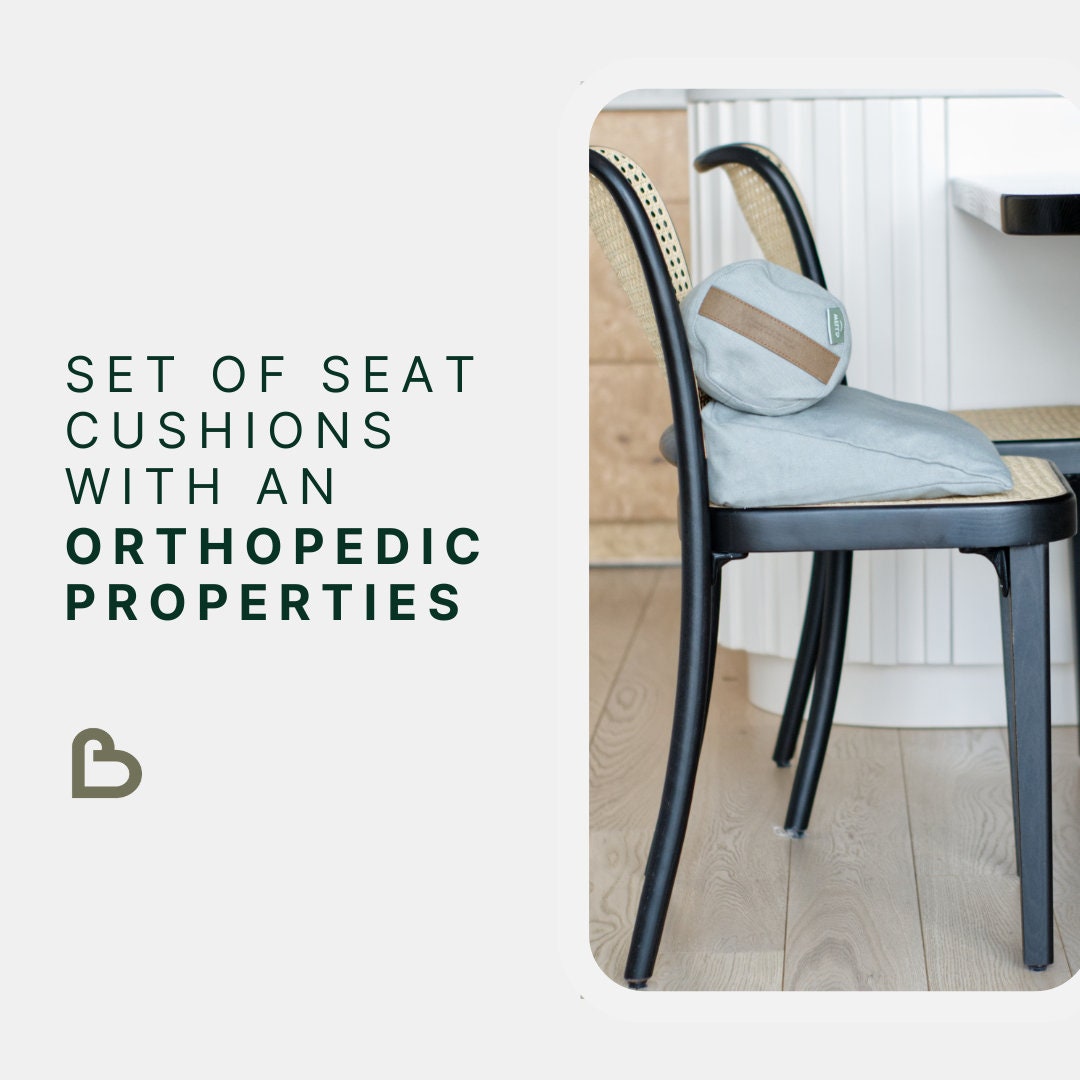 Set of Wedge Natural Seat Cushion With Small Roller - Wedge Pillow With ...