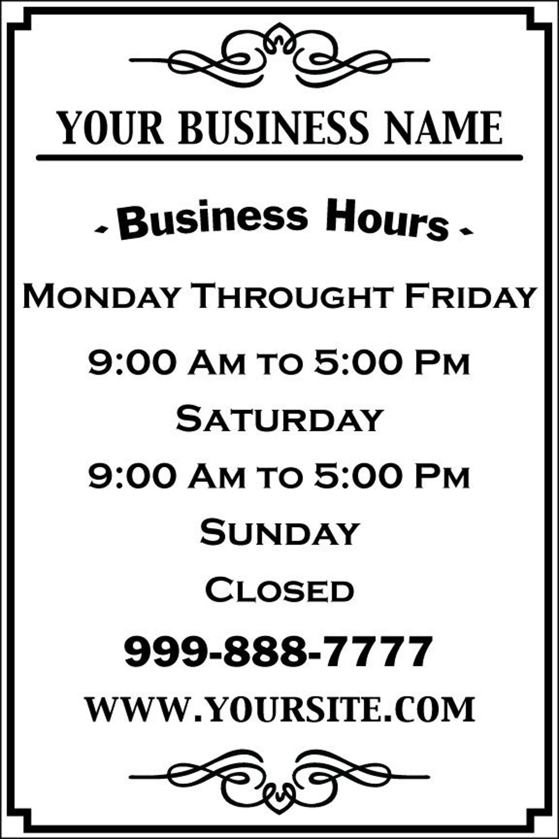 Business Hours Shop Personalized Sticker Custom Decal Window | Etsy