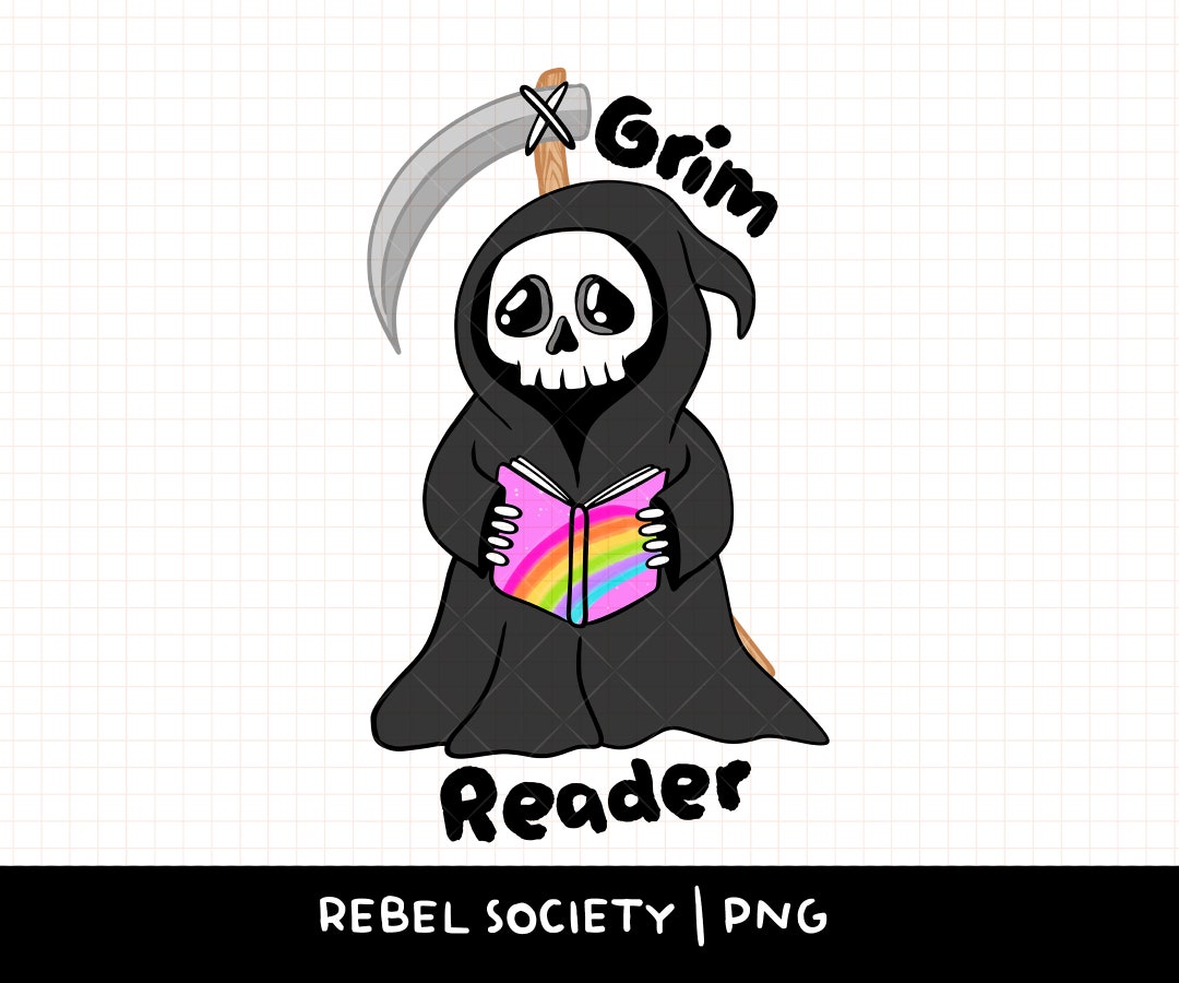 Bookish Grim Reaper PNG Grim Reader Sticker Design Morally Grey Dark Romance Trendy PNG Smut ...